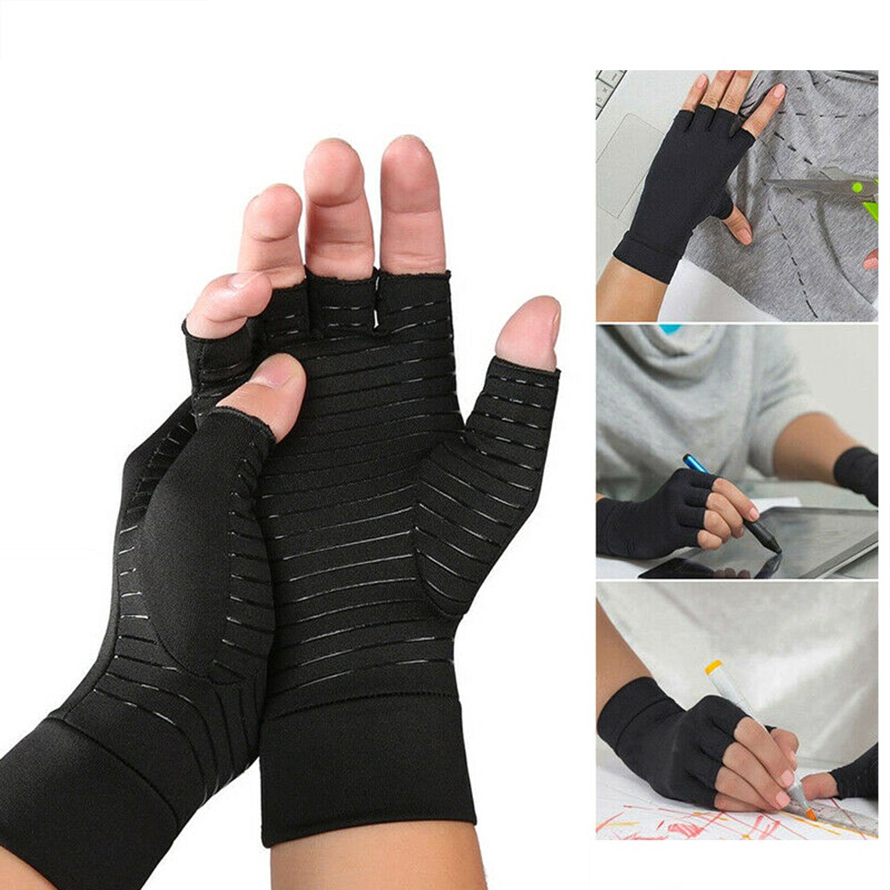 1 Pair Copper Fiber Health Care Half Finger Gloves... – Grandado