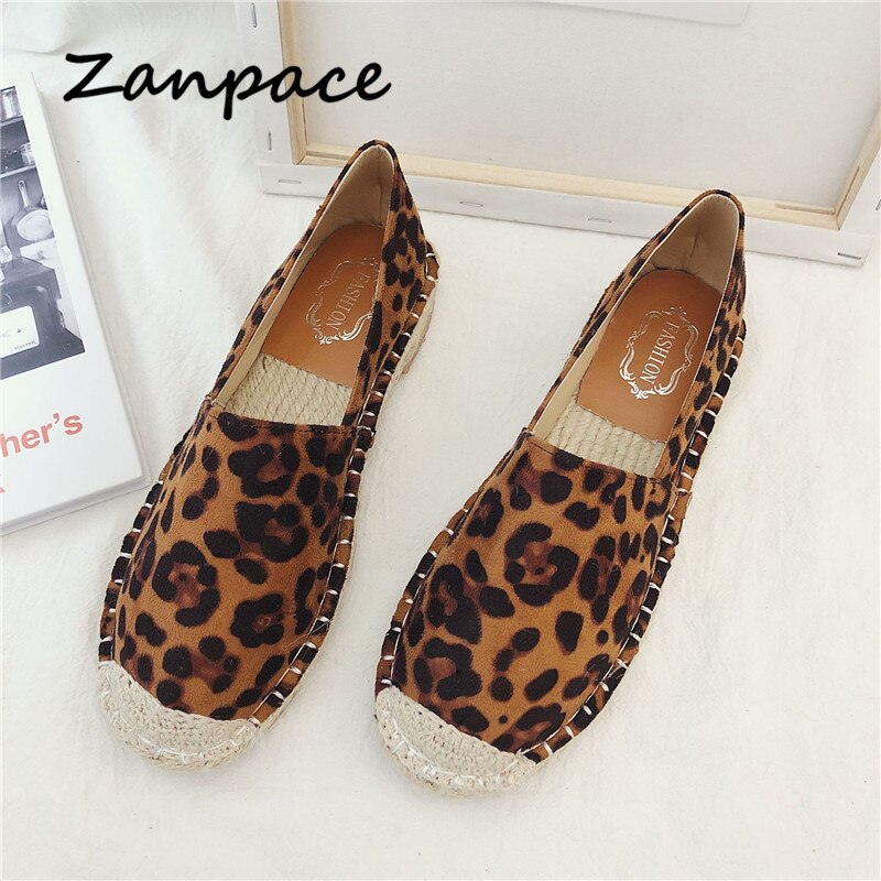 ZANPACE Flats Shose Women Leopard Straw Platform S... – Grandado