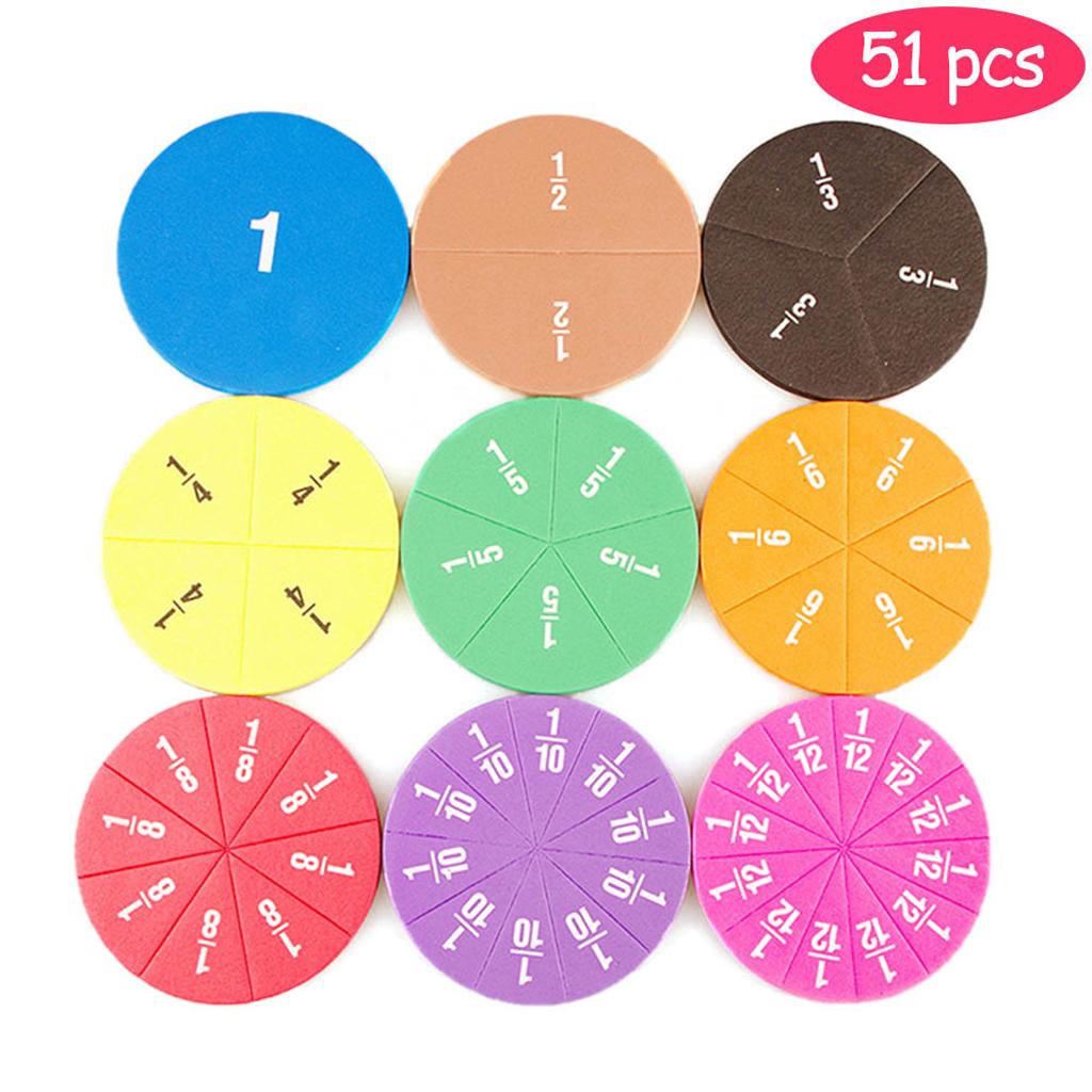51x Circular Fractions Tiles Numbered EVA Toys Kid... – Grandado