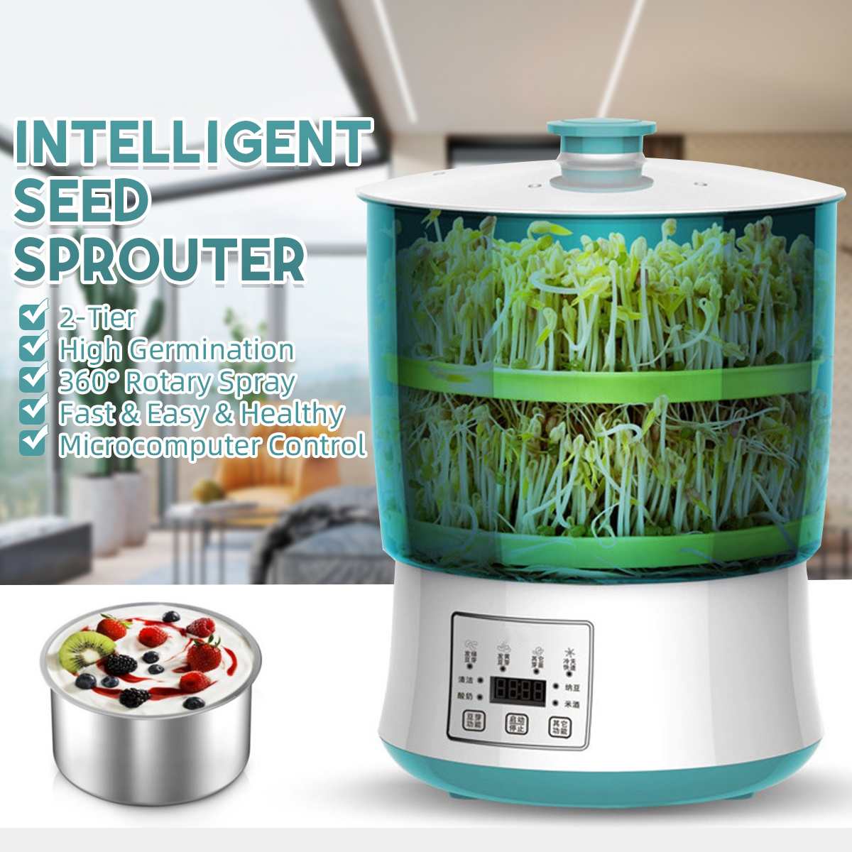 2-Tier Home Use Intelligence Bean Sprouts Machine ... – Vicedeal