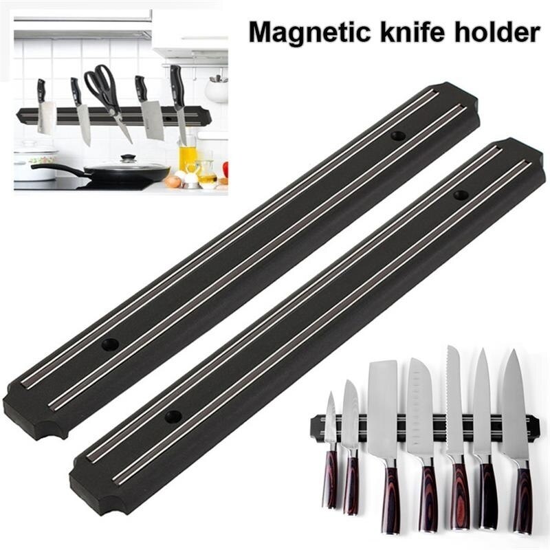 Magnetisk knivholder vægbeslag sort abs metal kniv... – Vicedeal