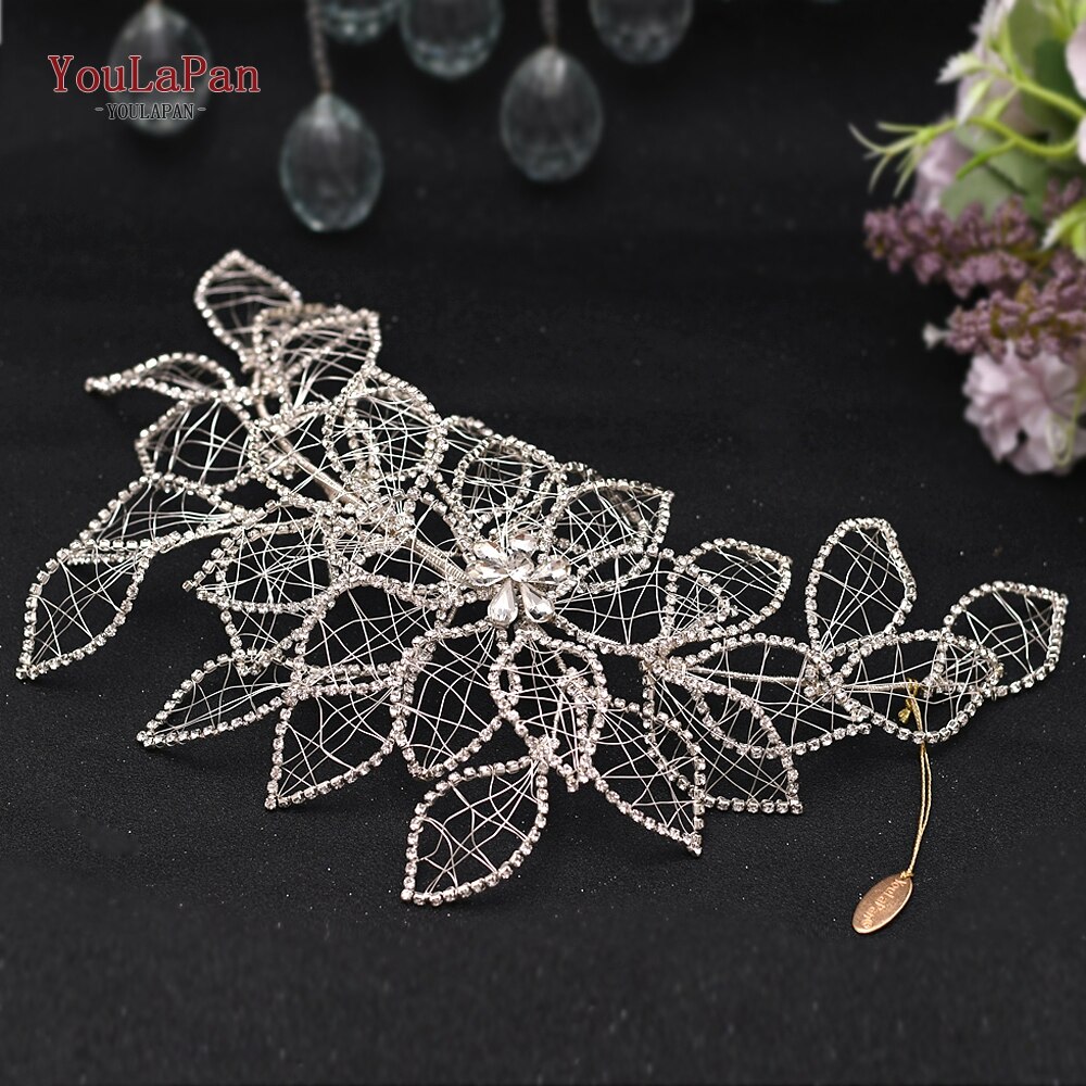 TOPQUEEN HP256 Golden Diamond Chain Bridal Headban... – Grandado
