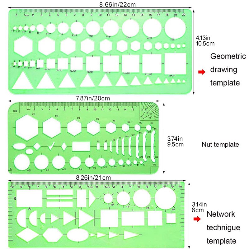 Imzay 11Pcs Templates Measuring Rulers Geometric D... – Grandado