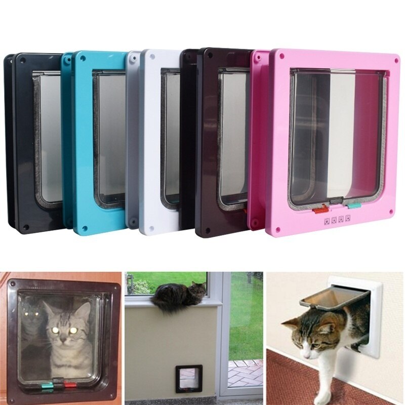 S-XL Intellgent Control Pet Door 4 Way Lockable Se... – Grandado