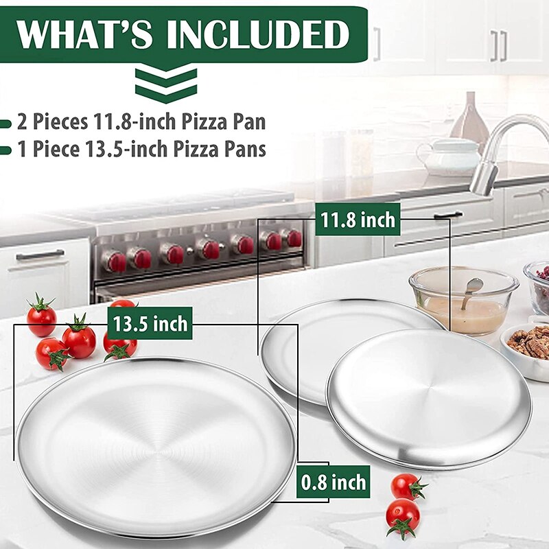 3Pcs Pizza Baking Pan,12-Inch&13.5 -Inch Stain... – Vicedeal