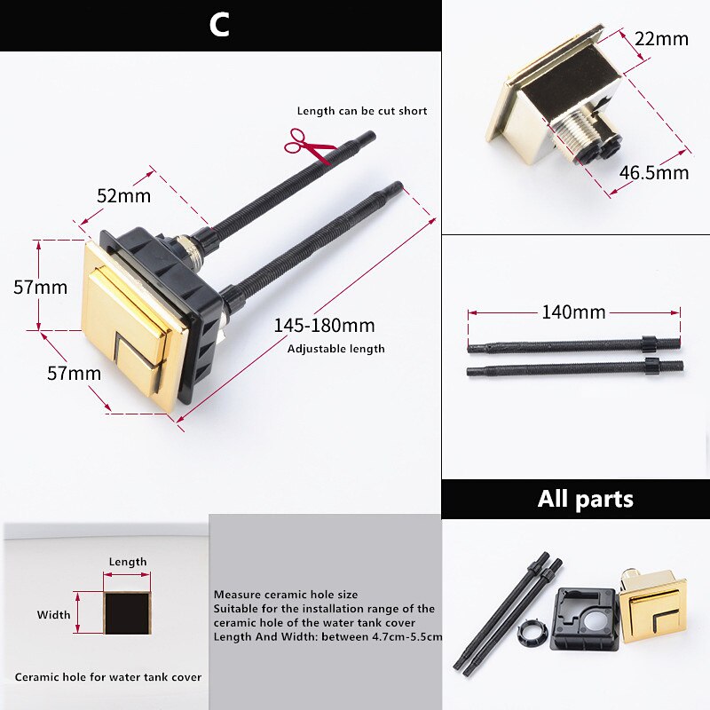 Closestool FLush button square double key press wa... – Vicedeal