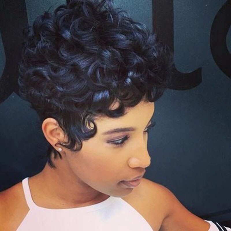 WHIMSICAL W Short Kinky Curly Wig Bob Pixie Cut Sy... – Grandado