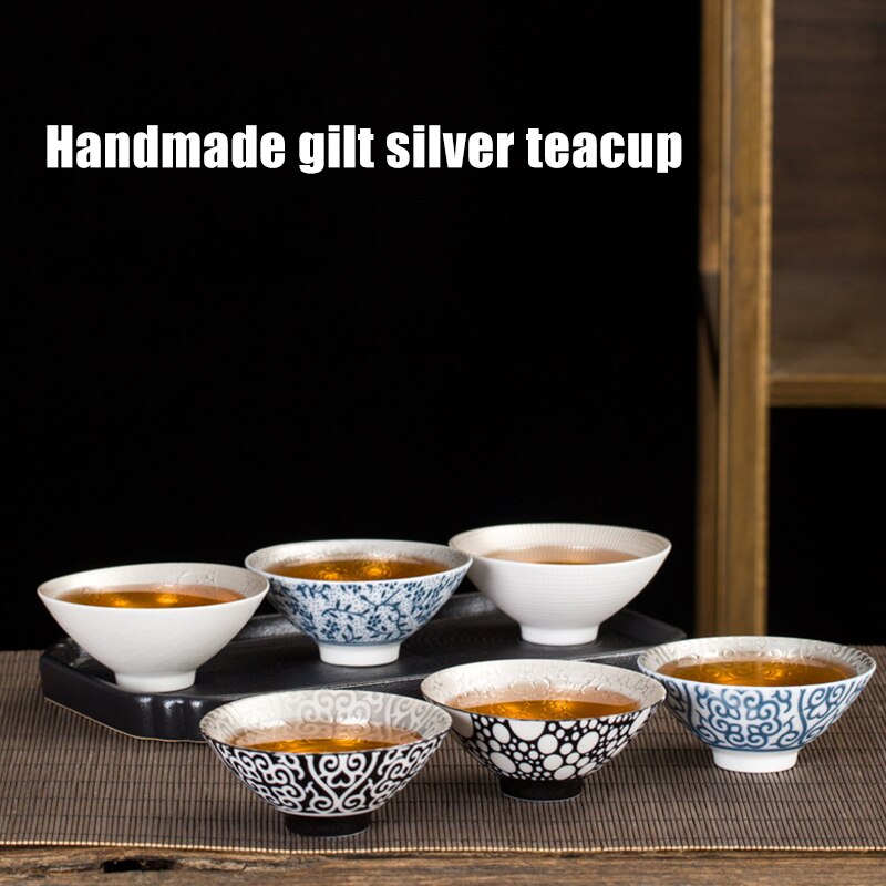 Silver Cup 999 Pure Silver Cup Handmade Ceramic In... – Vicedeal