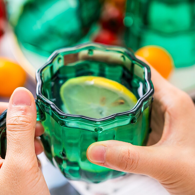 Glas Cup Set Cactus Bril Sap Mokken Groen Gekleurd... – Grandado