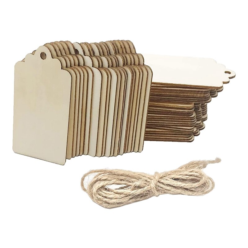 100 Pcs Wood Tag, 2.7 x 1.5 Inch Unfinished Wooden... – Vicedeal