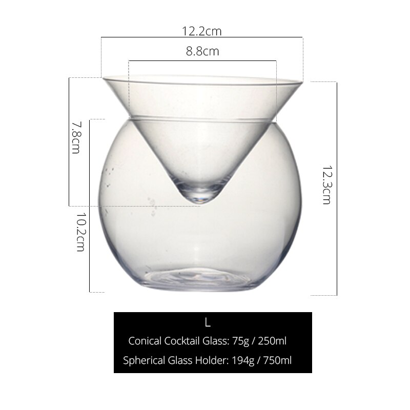 lead free glass conical cone stemless martini cock... – Grandado