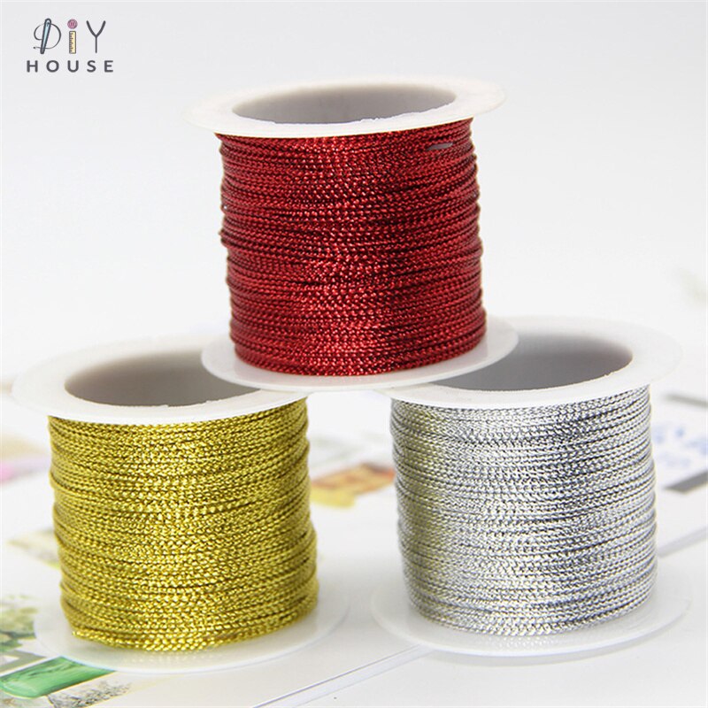 20m/ rulle guld sølv silke dekoration ledning diy ... – Grandado