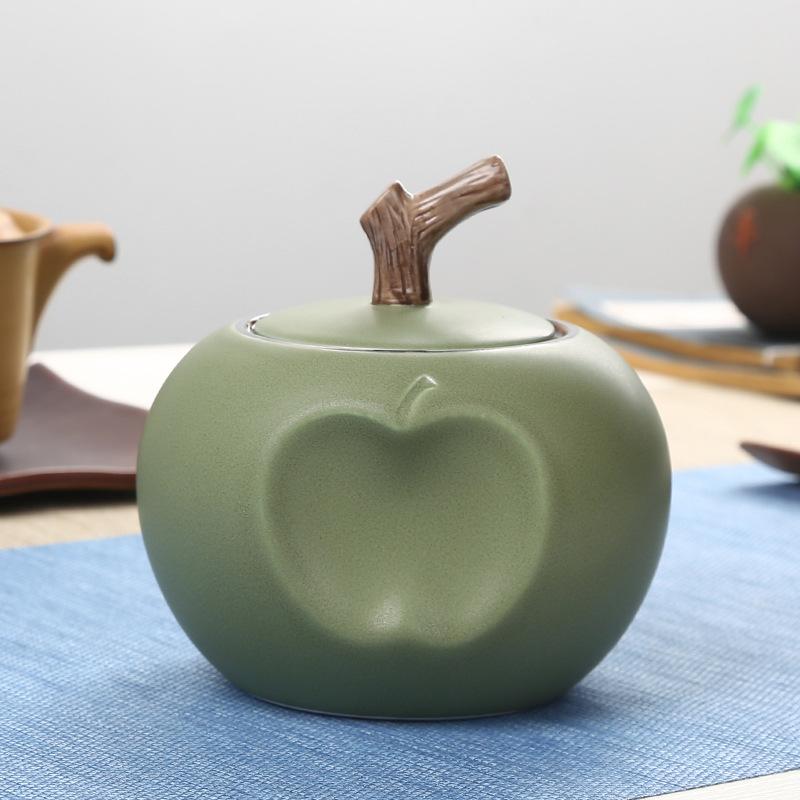 Apple Ceramic Tea Caddies Tea Canister Chinese Kun... – Grandado