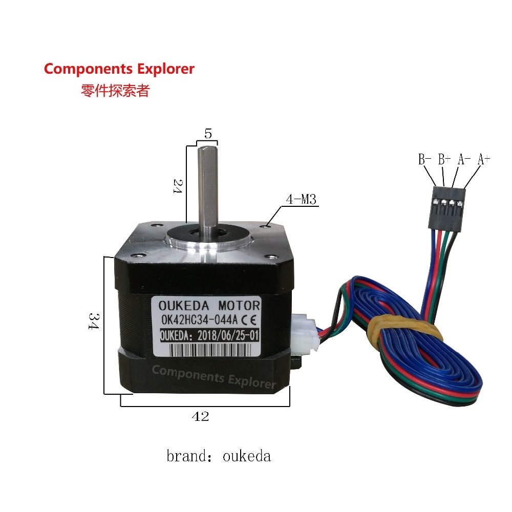 Nema17 stepper motor 12V 0.28Nm 0.4A 42 motor 42BY... – Vicedeal