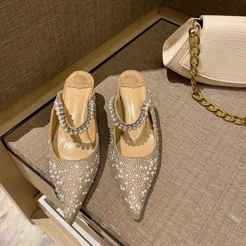 Female Shoes Med Pointed Toe Ladies' Slippers Mule... – Grandado