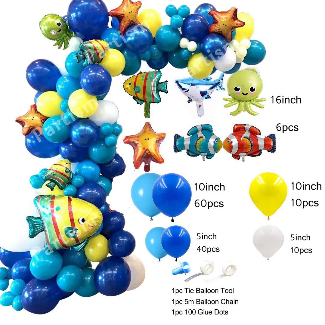 129PCS Ocean Theme Balloon Kit Cartoon Shark/Fish ... – Grandado