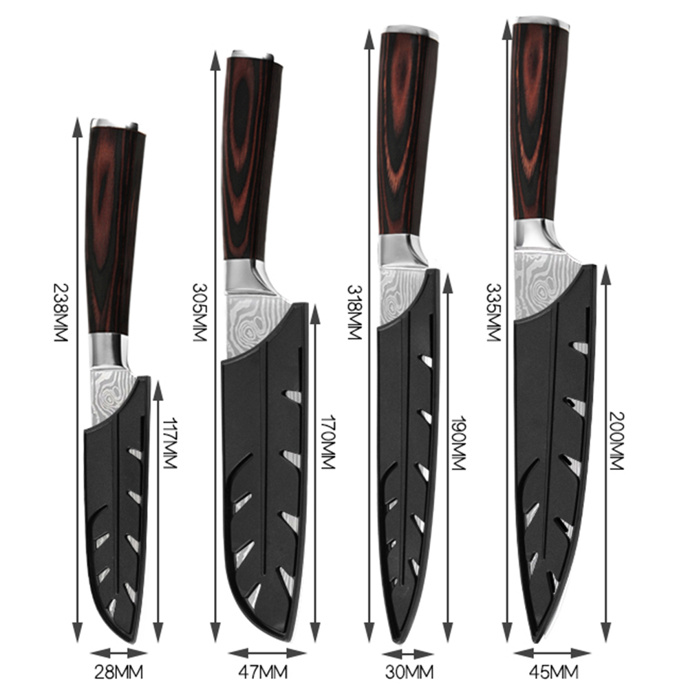 Xyj 4 Stuks Messen Set Rvs Keukenmessen Set Chef S... – Vicedeal