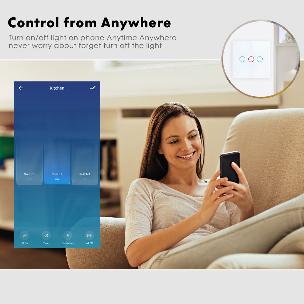 Smart Wifi Schakelaar Touch Light Switch App 433 R... – Vicedeal