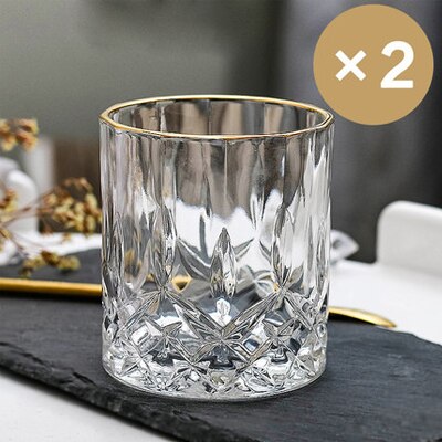 2 pcs Crystal glass cup European Gold rim Crystal ... – Grandado