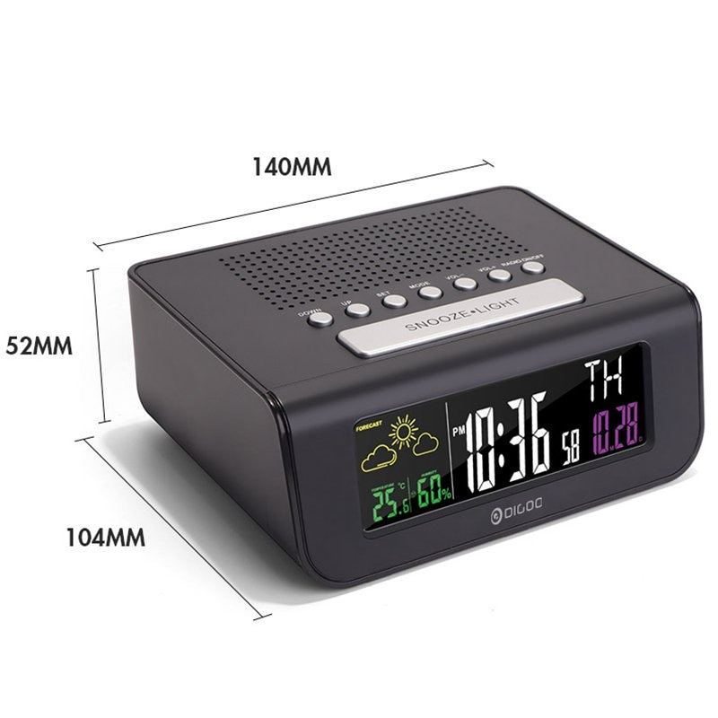 Digoo DG-FR100 Color Wireless FM Radio Clock Digit... – Grandado