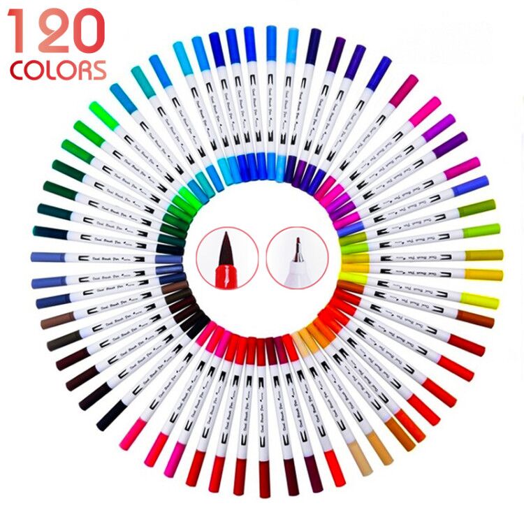 120 Colors Art Markers Dual Tips Coloring Brush Pe... – Grandado