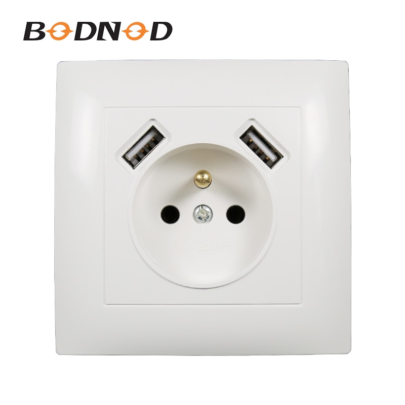 USB Wall French Socket Double USB Port Ground 5V 2... – Grandado