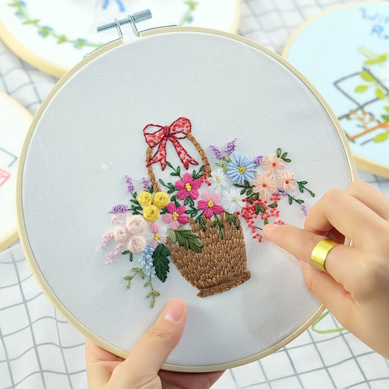 Needlework 3D Embroidery Patterns Flower Basket Ki... – Grandado