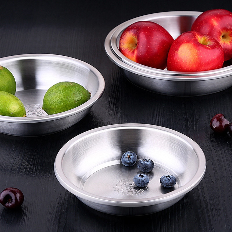 Stainless Steel Dish Round Plates Dish Set Camping... – Vicedeal