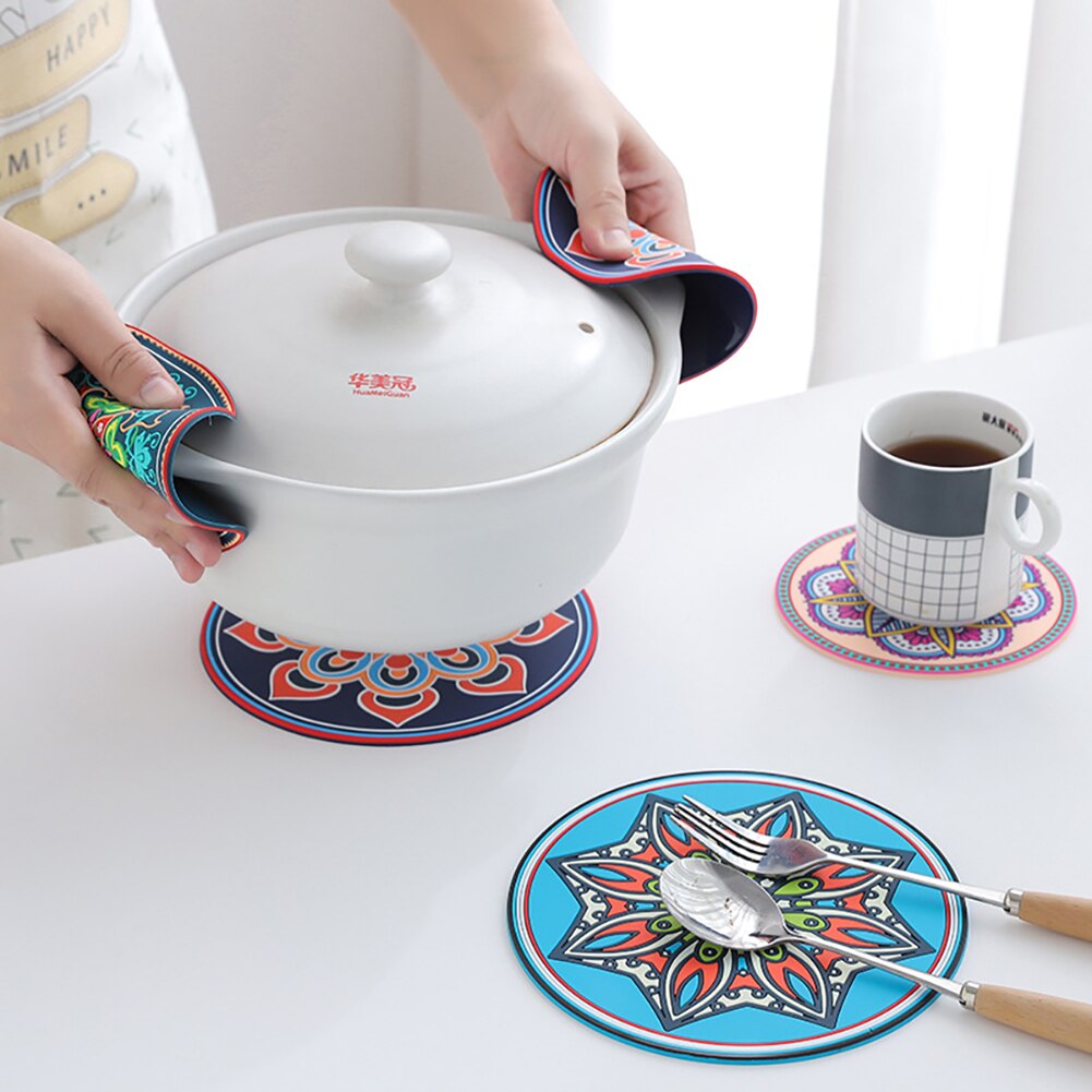 Nordic Round Mandala Coaster Heat-resistant Mug Po... – Grandado