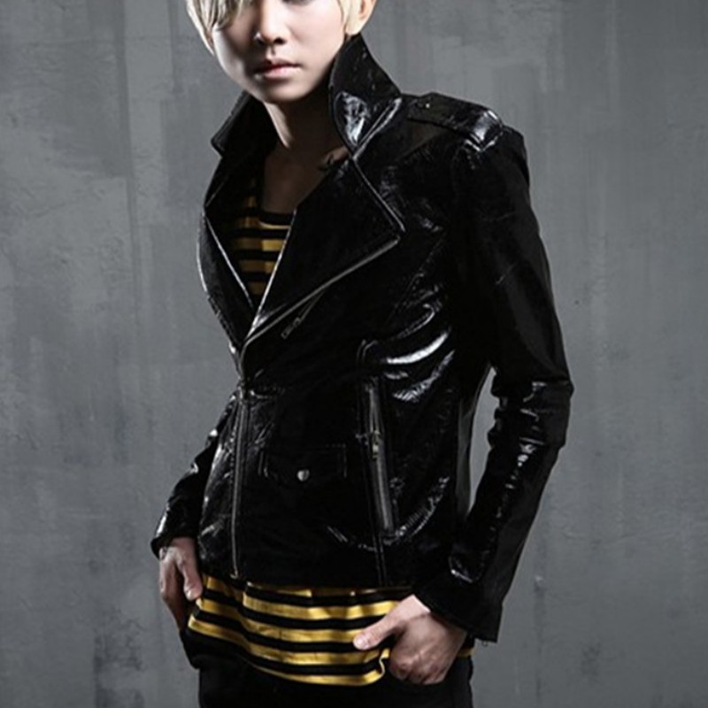 Jaqueta De Couro Punk Style Mens Patent Pu Leather... – Grandado