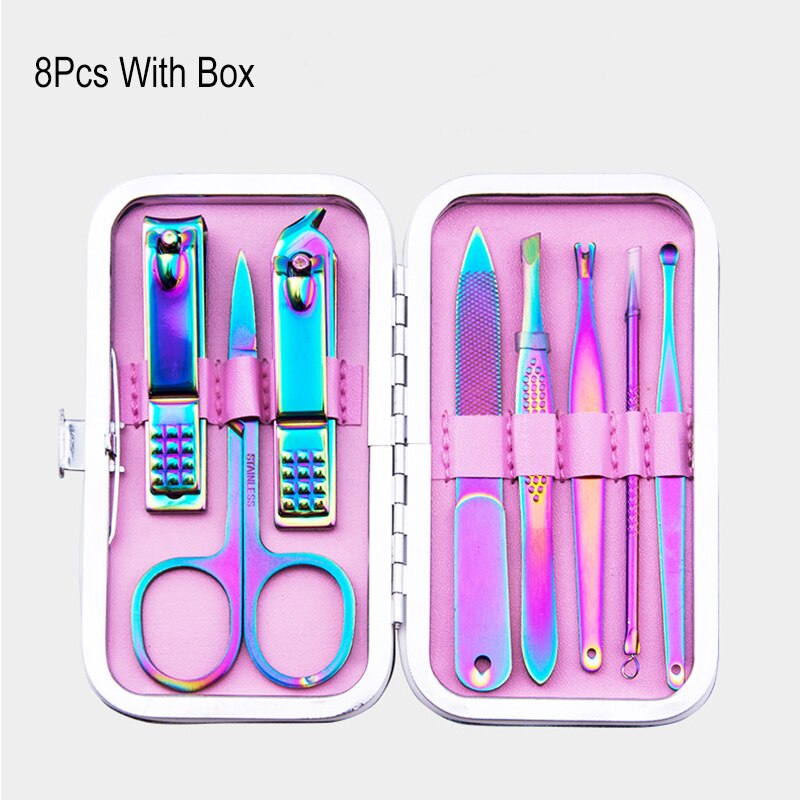 8Pcs/set Rainbow Manicure Kits Portable Nail Clipp... – Vicedeal
