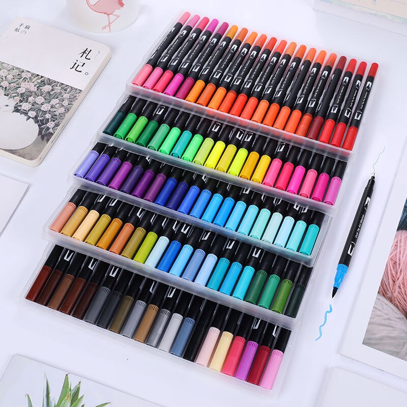 100 Color Double-Headed Watercolor Sets gou xian b... – Grandado