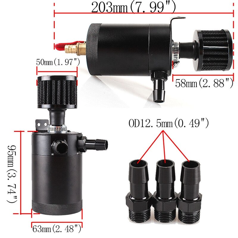 Oil Catch Can 2-Port Tank Reservoir with Drain Val... – Vicedeal