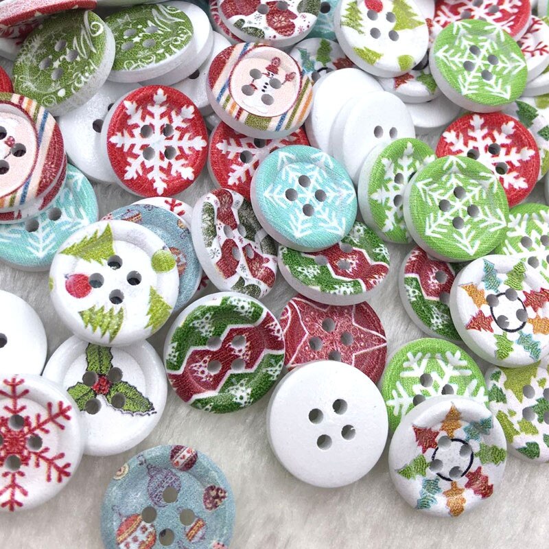 50 pcs 18mm Mix Snowflake Wood Buttons Scrapbook E... – Grandado