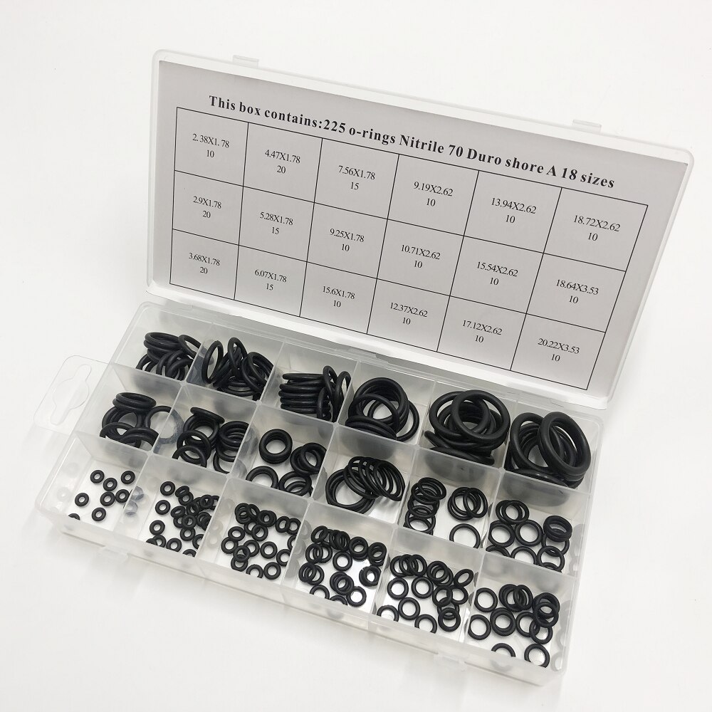 225 Pcs/Box 18 Sizes O-Ring Assortment Kit AS568 1... – Grandado