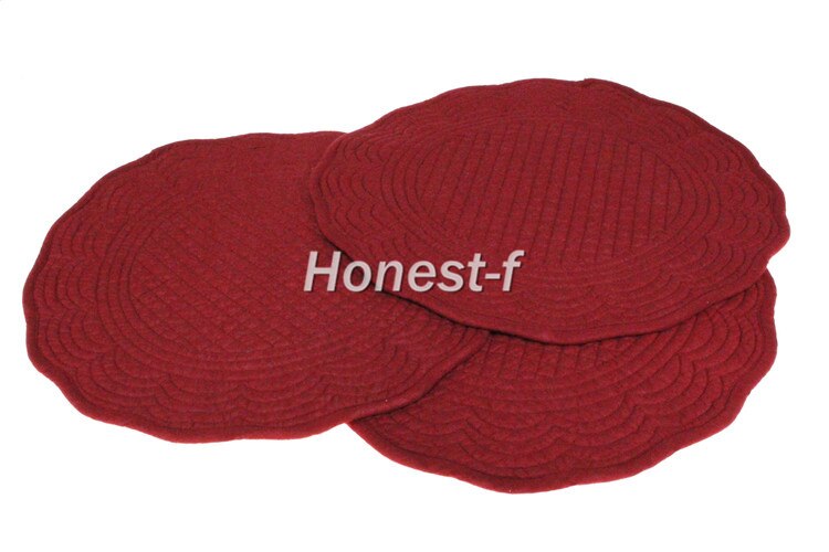Red Cotton Quilted 15" Reversible Round Placemat f... – Grandado