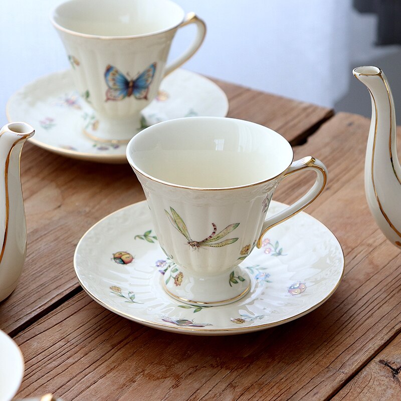 Vintage Gilt Garden Butterfly Coffee Cup and Sauce... – Grandado