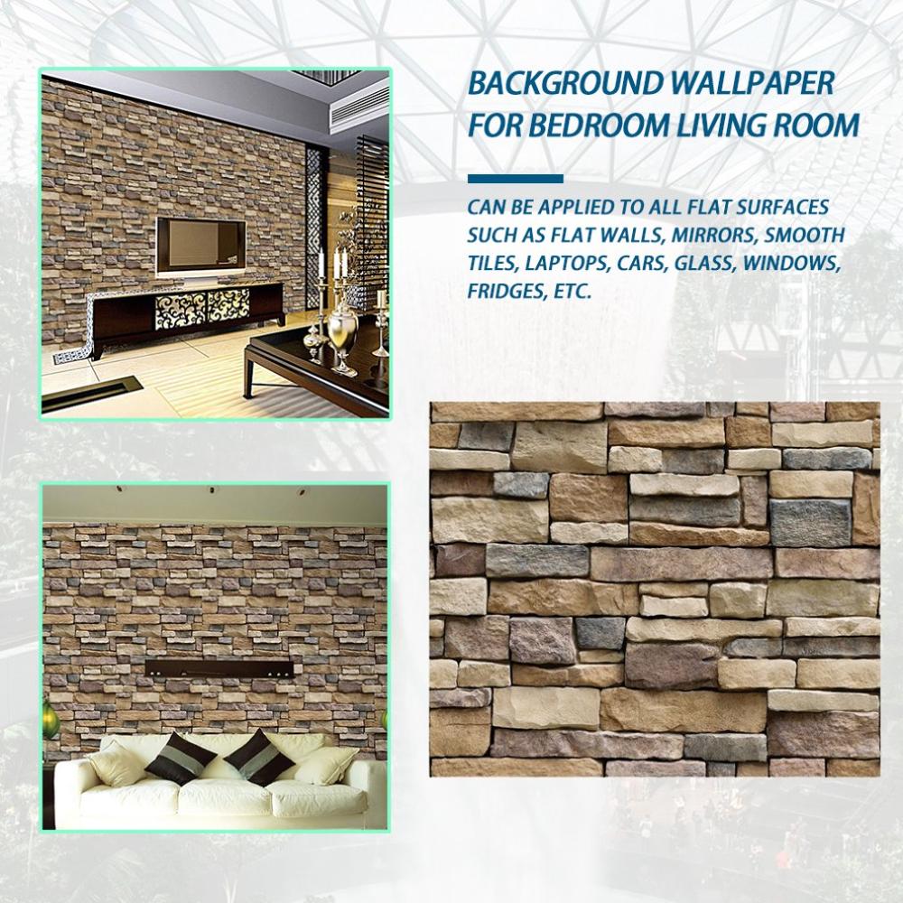 3D Stone Brick Wallpaper Removable PVC Wall Sticke... – Grandado