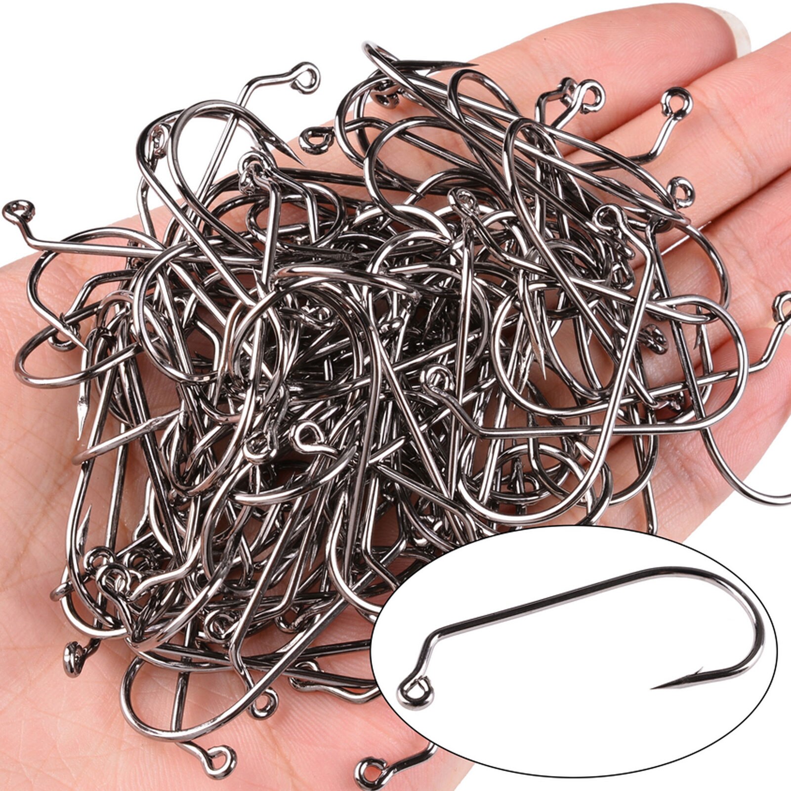 100pcs Fishing Jig Hooks 2#-6/0# High Carbon Steel... – Grandado