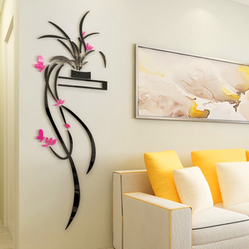 Acrylic Orchid Flower Wall Sticker Self-adhesion H... – Vicedeal