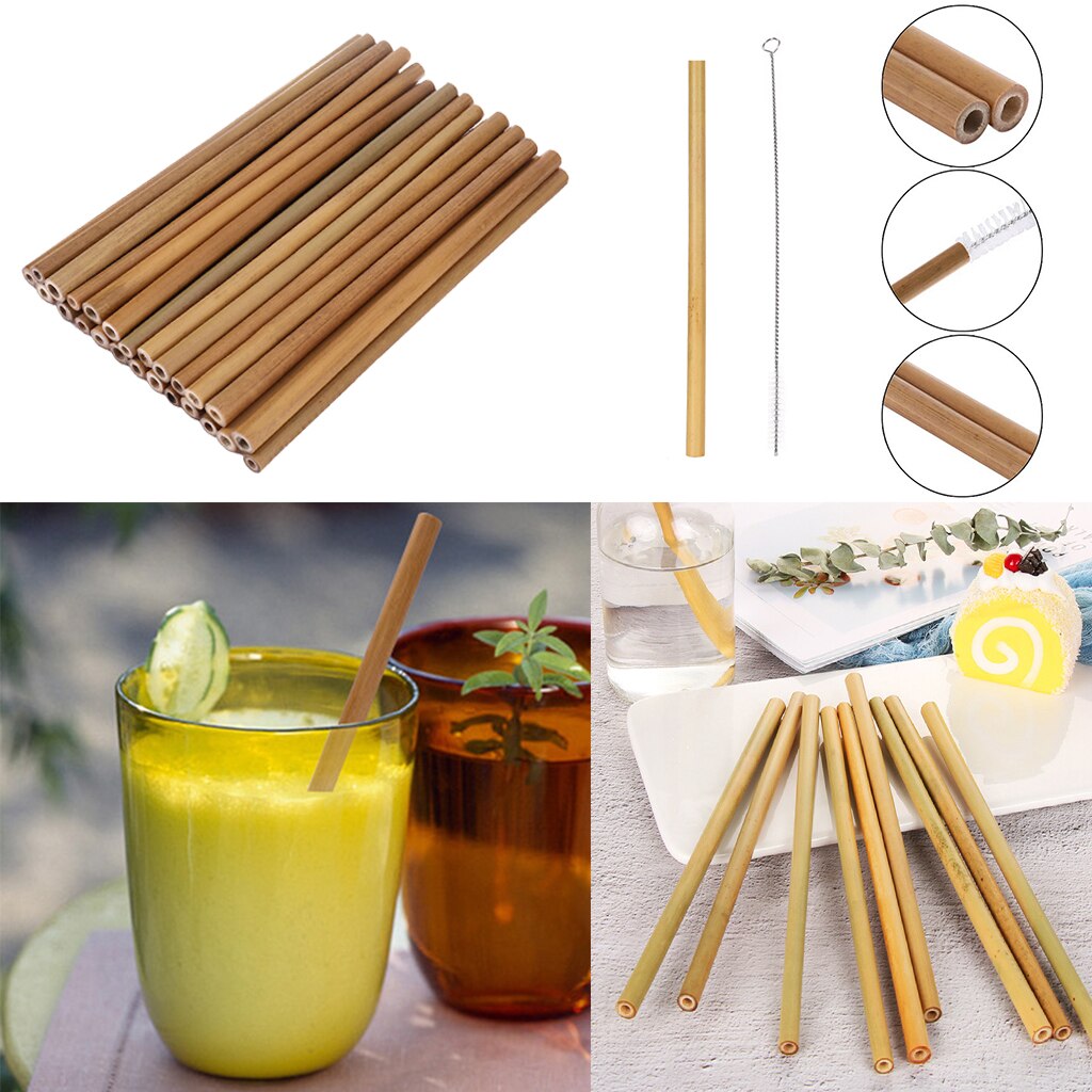 30Pcs Bamboo Straw Reusable Hollow Wooden Tube Kit... – Grandado
