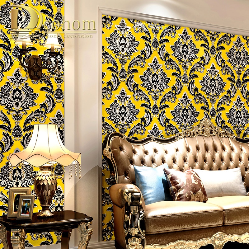 Europese Stijl 3D Reliëf Bloemen Luxe Damast Behan... – Grandado