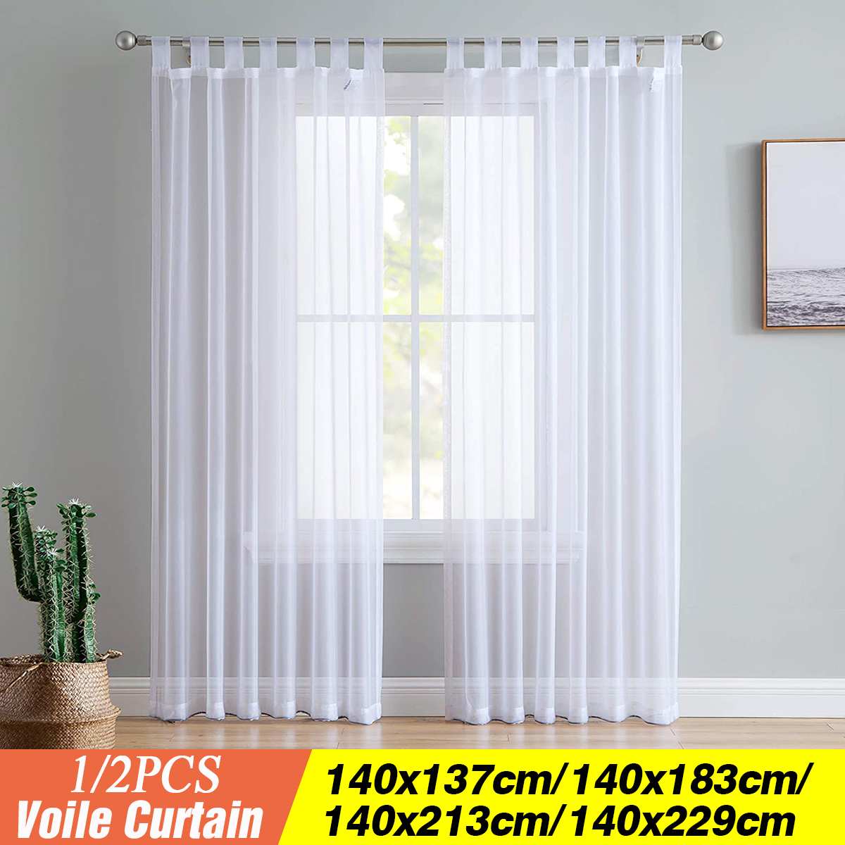 Morden 2/1 Panels Home Solid Sheer Window Curtain ... – Grandado