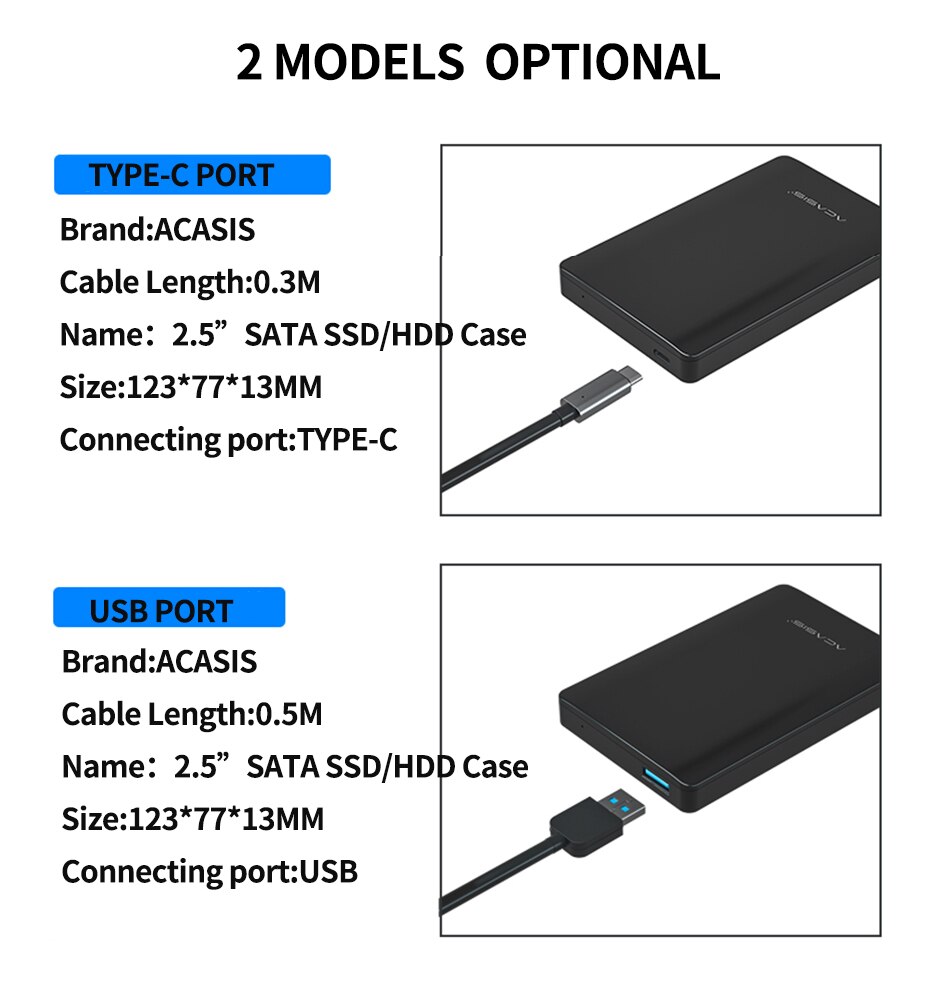 Acasis HDD Case 2.5 SATA to USB 3.0 Hard Drive Enc... – Vicedeal