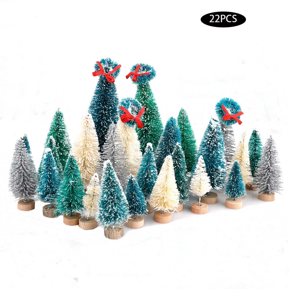 22Pcs Mini Pine Trees Set Sisal Snow Trees Plastic... – Vicedeal
