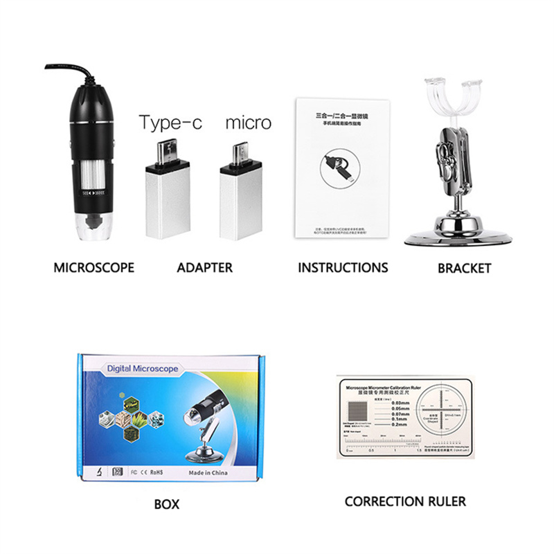 1600X 3in1 Type-C Digital Microscope With 8 LEDs 2... – Grandado