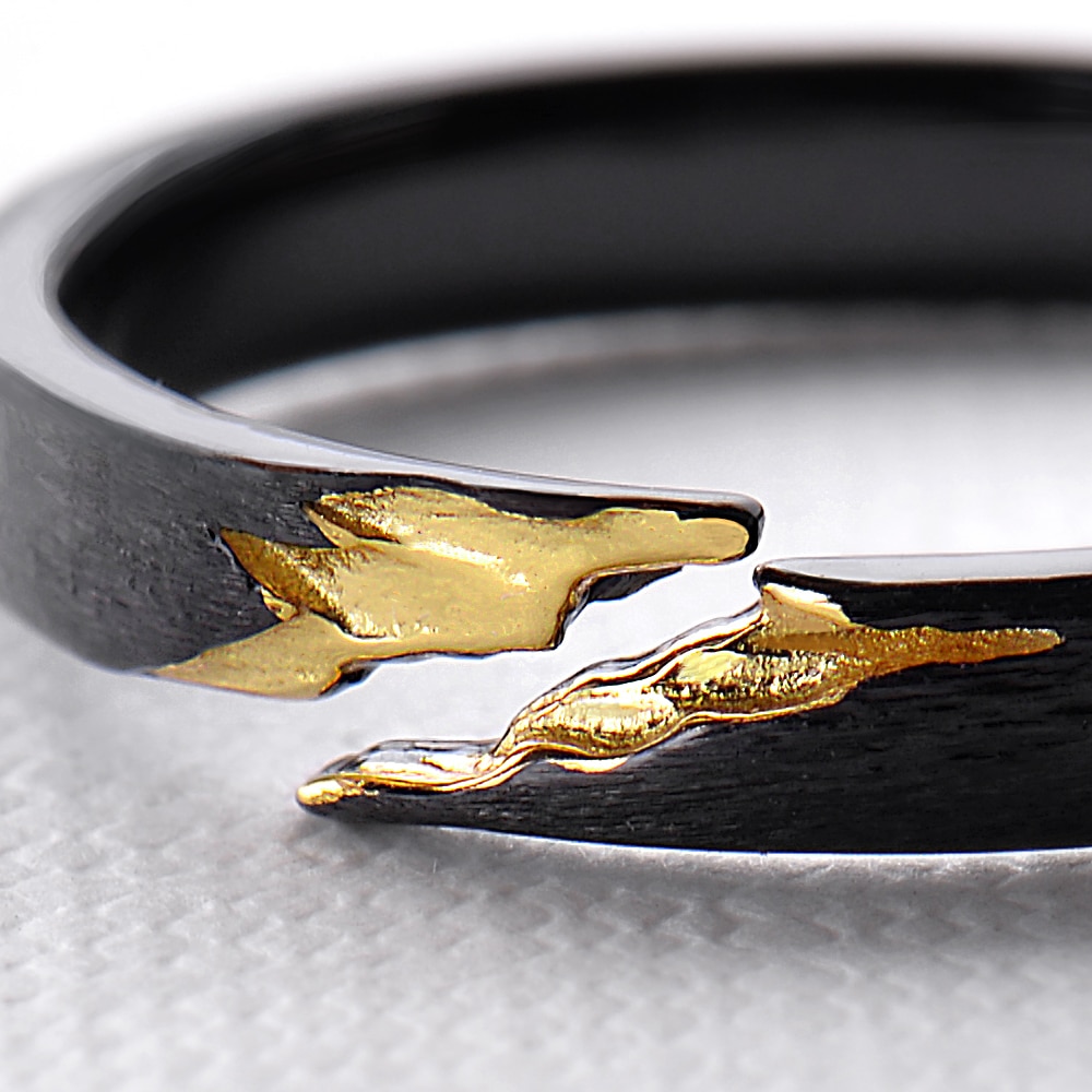 Thaya S925 Sterling Silver Gold Crack Ring Ancient... – Grandado