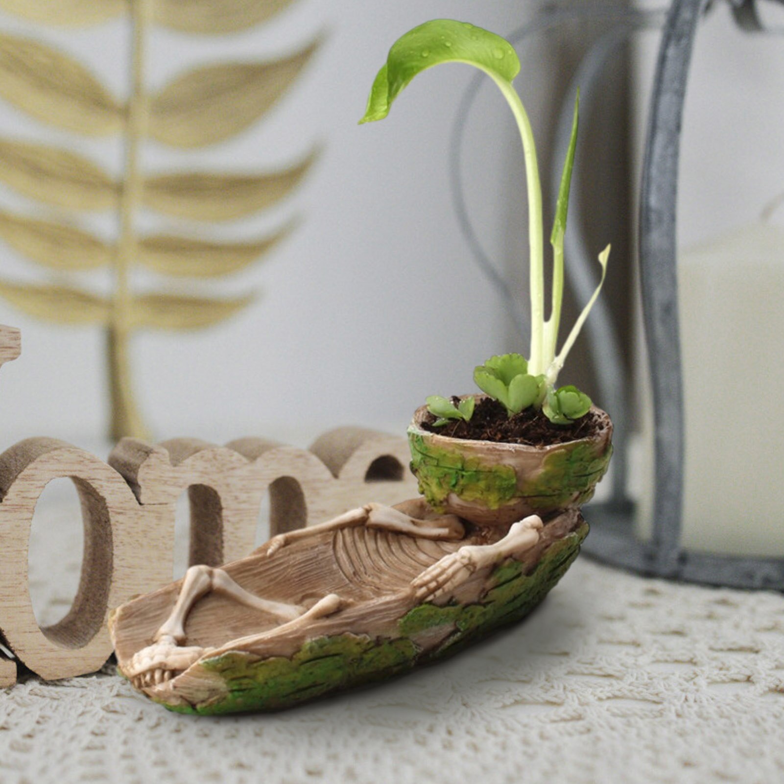 Small Bone-shaped Flower Pot Skeleton Flower Pot R... – Grandado