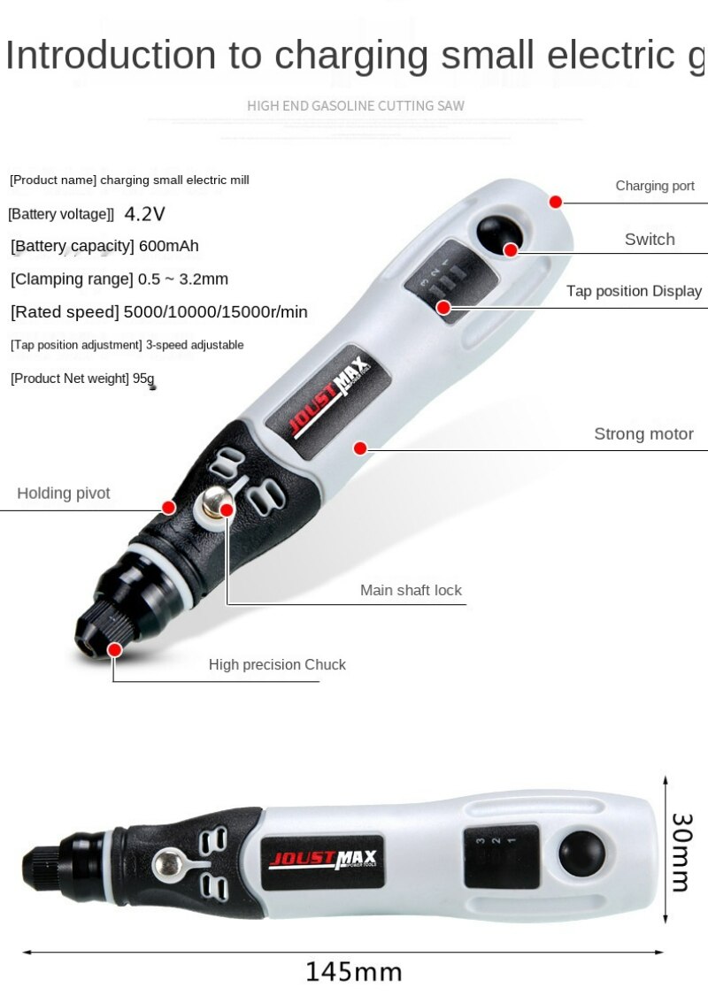Cordless grinder electric drill rechargeable USB w... – Grandado
