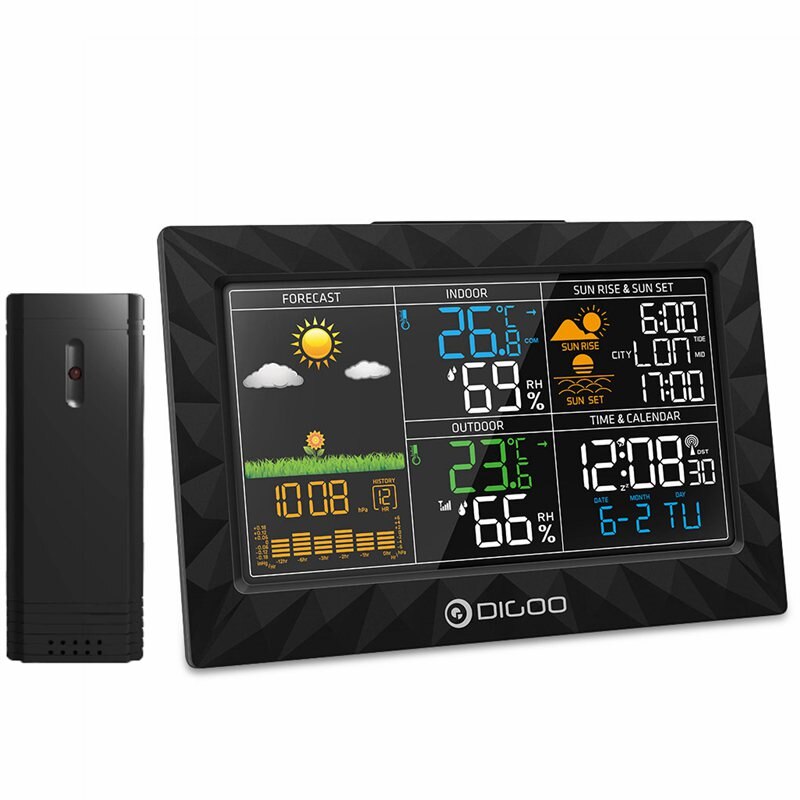 DIGOO DG-TH8988 LCD Color Indoor Outdoor Weather S... – Grandado